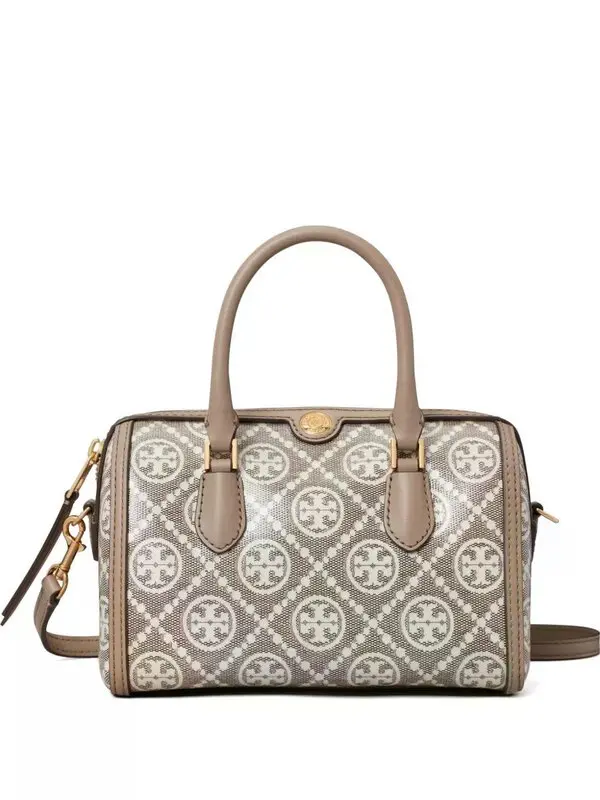 Tory Burch T Monogram Coated-jacquard Petite Barrel Bag - Grey