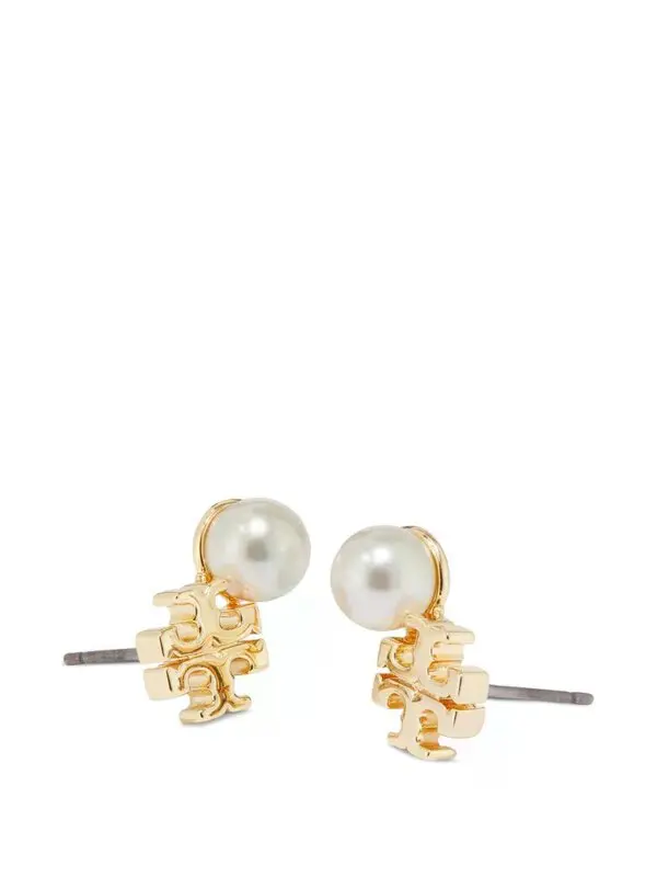 Tory Burch Moondance Logo And Pearl Stud Earrings