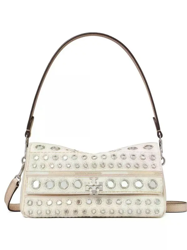 Tory Burch Small Charlie Embellished Shoulder Bag - Neutrals