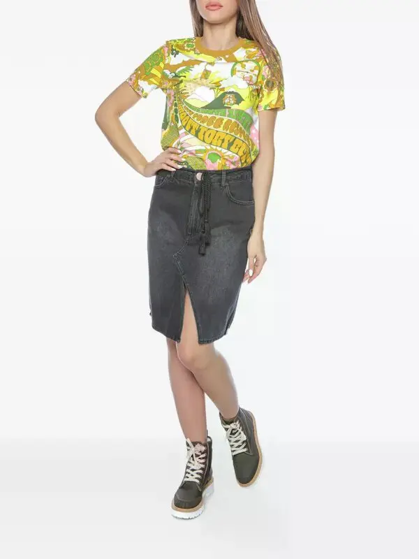 ONETEASPOON Trucker Front-slit Midi Skirt