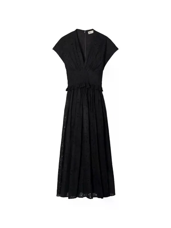 Tory Burch Eyelet Cotton Midi Dress - Black