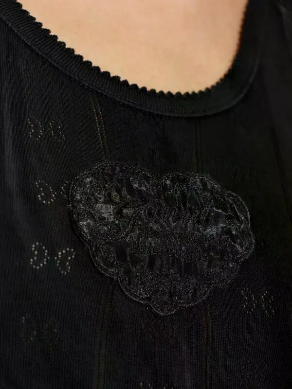 GANNI Heart Patch Pointelle Knit Top