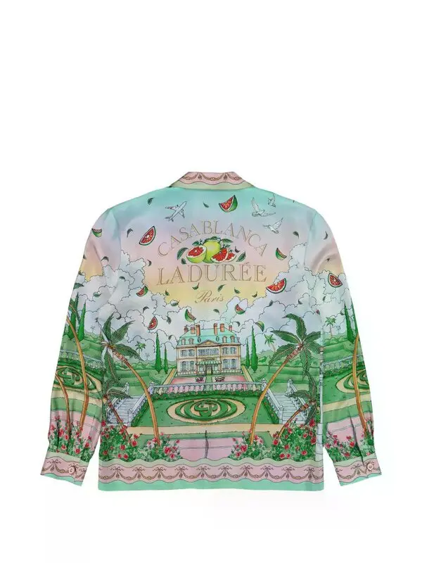 Casablanca Laduree-print Cuban-collar Shirt - Green