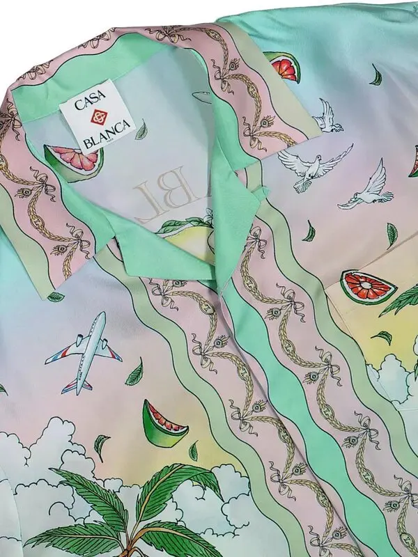 Casablanca Laduree-print Cuban-collar Shirt