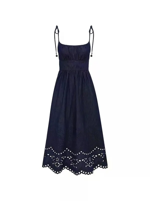 Zimmermann Broderie Midi Dress - Blue