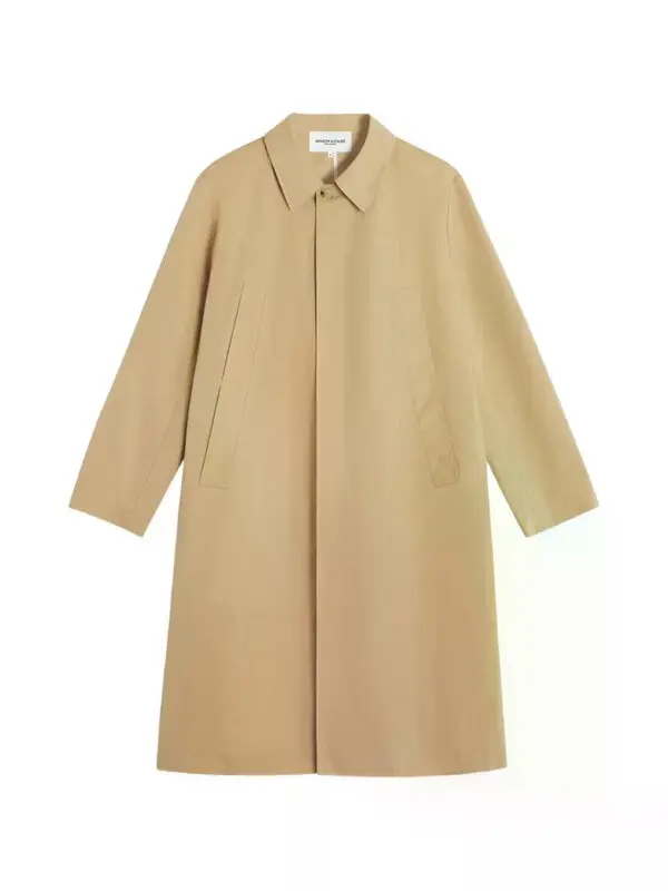 Maison Kitsuné Logo Plaque Concealed Fastening Coat - Neutrals