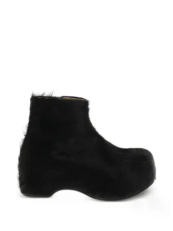 Marni Calf-hair Zip-fastening Ankle Boots - Black