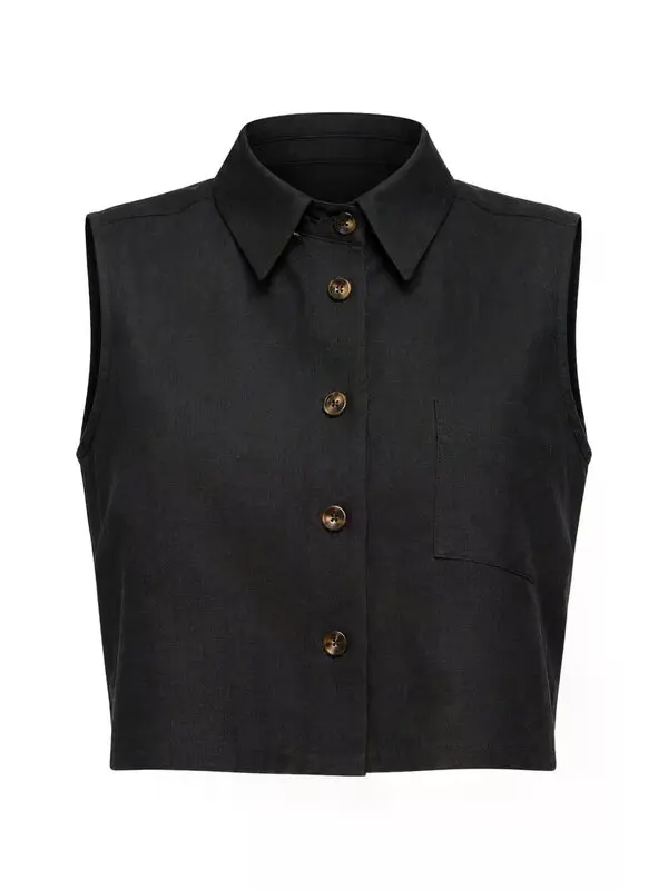 HEVRON Sleeveless Pointed Collar Shirt