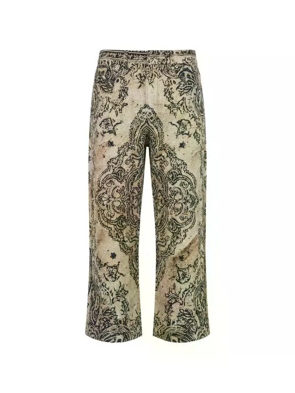 R13 Paisley Print Distressed Trousers