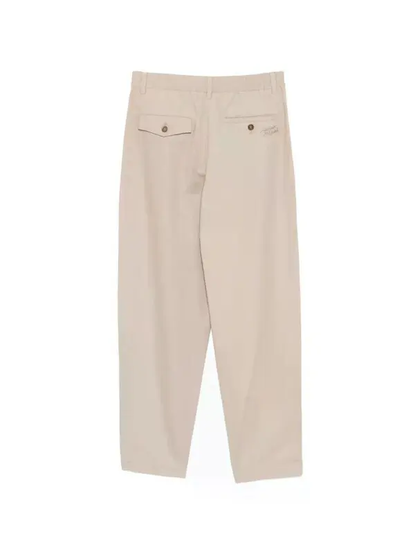 Maison Kitsuné Logo-embroidered Pleated Trousers - Brown
