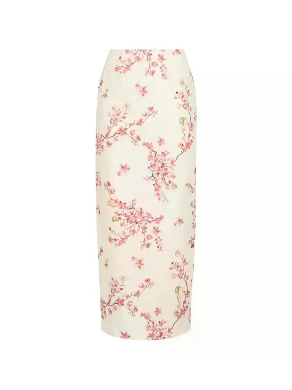Agua Bendita Lirica High-waisted Midi Skirt - Neutrals