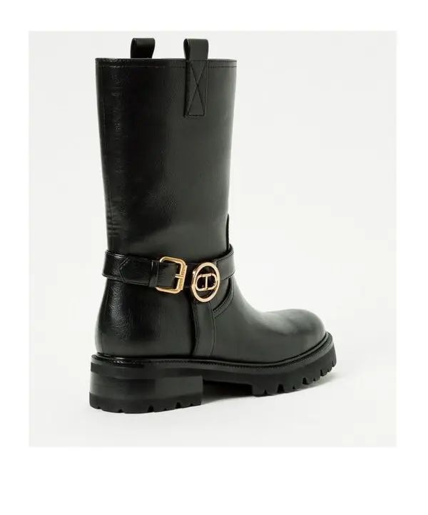 TWINSET Leather Buckled Boots