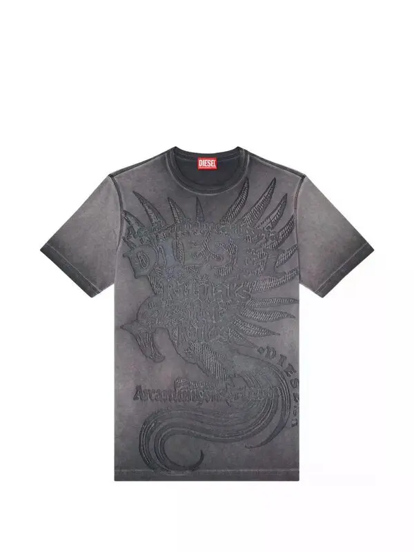 DIESEL® Jersey T-shirt With Embossed Graphic - Grey