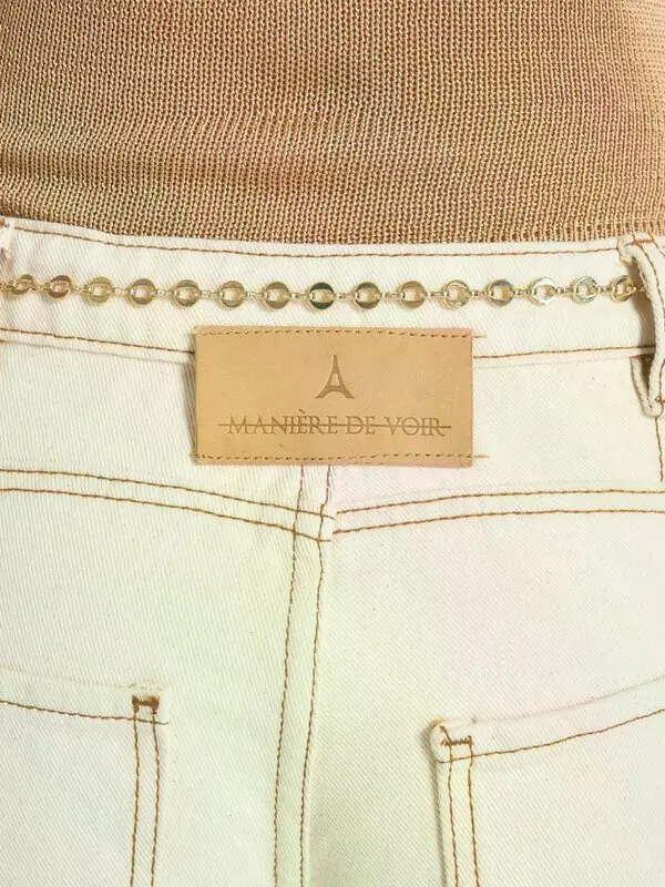 Manière De Voir Cream Hourglass Barrel Leg Jeans With Chain Detail