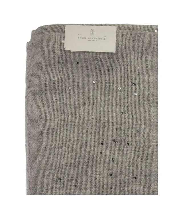 Brunello Cucinelli Fringed Sequin Scarf - Gray