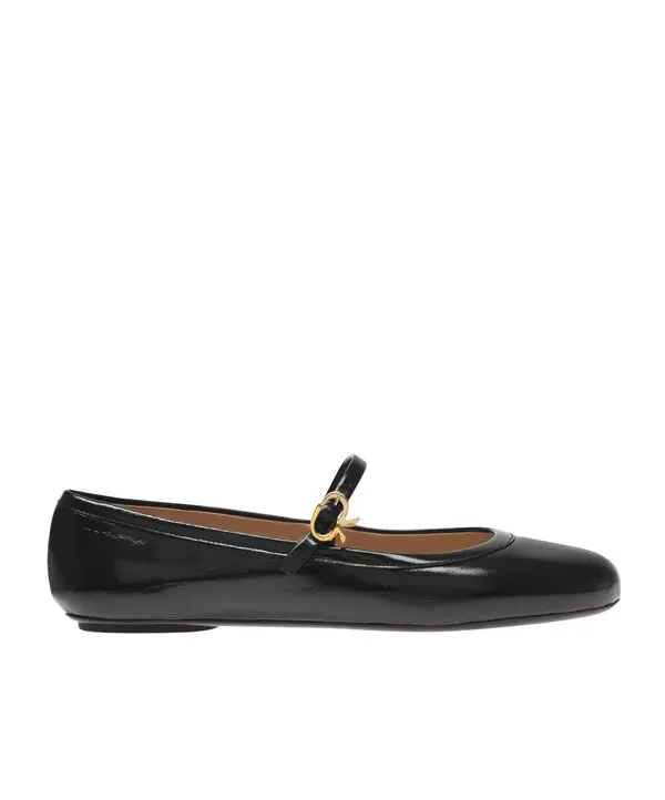 GIANVITO ROSSI Leather Buckled Ballet Flats