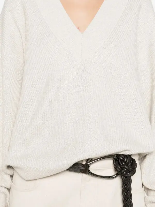 Brunello Cucinelli Sparkling Cashmere V-neck Sweater