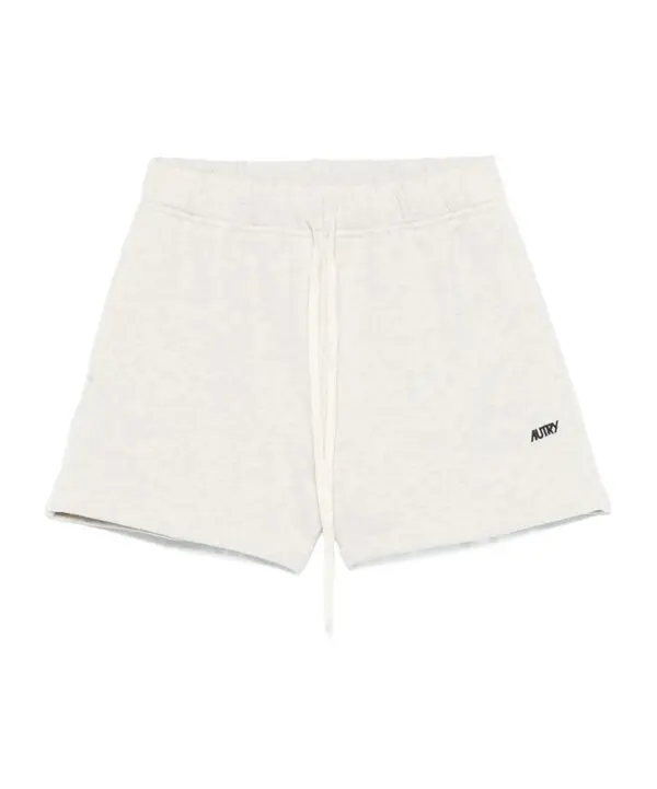 AUTRY Logo Embroidered Drawstring Sweat Shorts - Light Grey