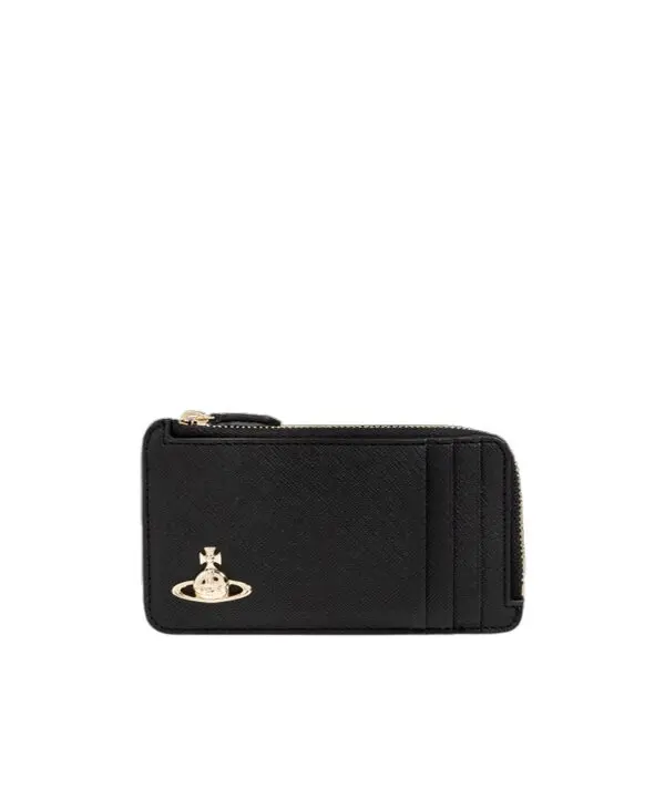 VIVIENNE WESTWOOD Orb Plaque Zipped Card Holder - Black