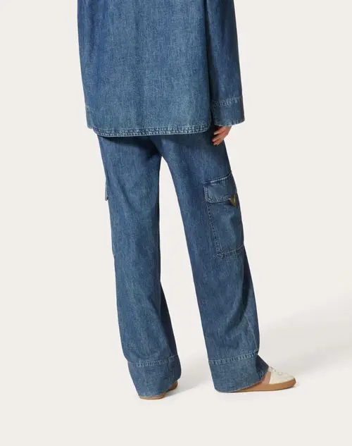 Valentino Garavani Logo Plaque Drawstring Cargo Jeans