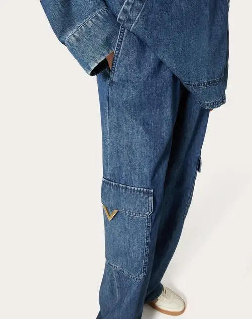 Valentino Garavani Logo Plaque Drawstring Cargo Jeans