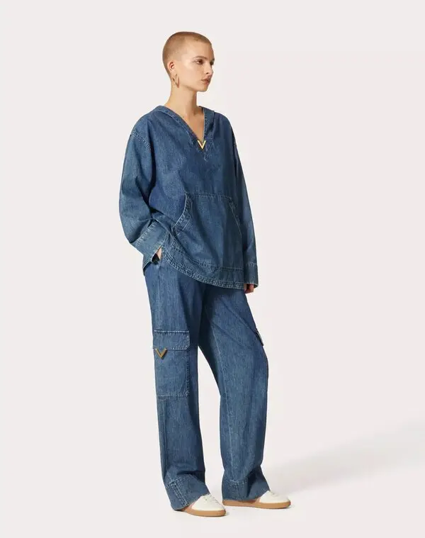 Valentino Garavani Logo Plaque Drawstring Cargo Jeans