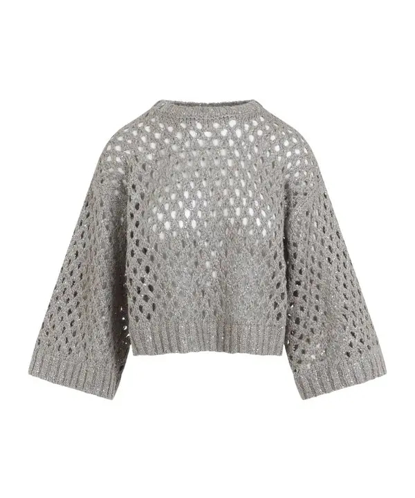 Brunello Cucinelli Cropped Crewneck Sweater - Gray