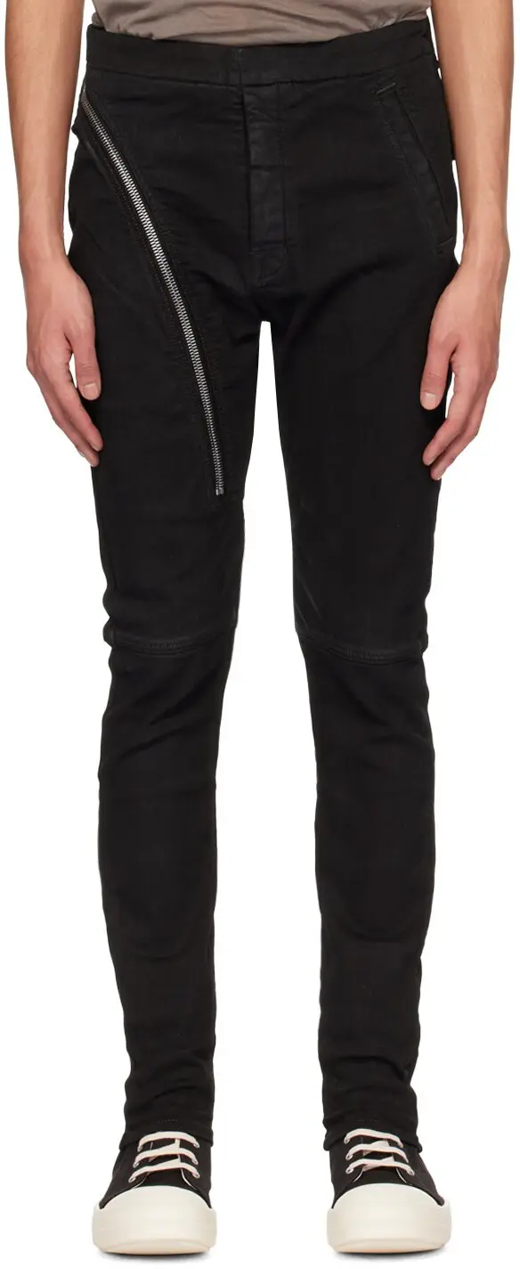 Rick Owens Low-rise Tapered Jeans With Asymmetrical Zip