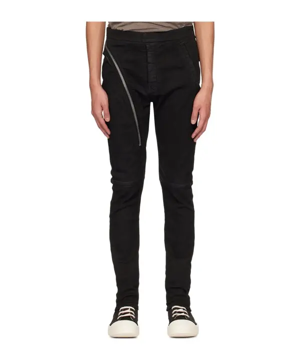 Rick Owens Low-rise Tapered Jeans With Asymmetrical Zip
