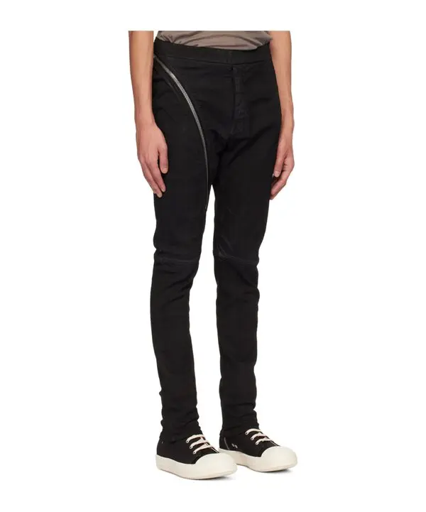 Rick Owens Low-rise Tapered Jeans With Asymmetrical Zip