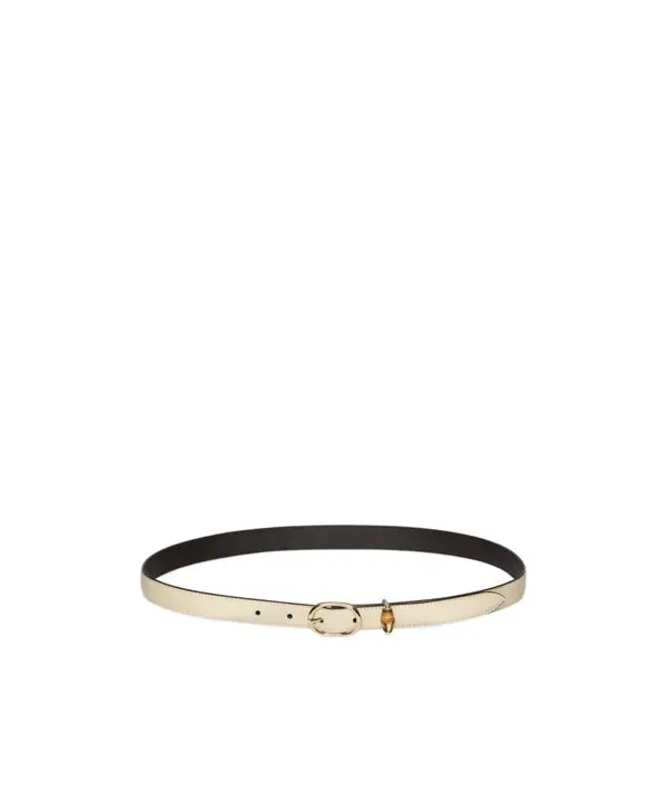 Gucci Thin Belt With Oval Buckle - Ivory