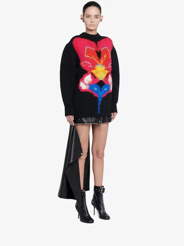 Alexander McQueen Orchid Intarsia-knit Crewneck Jumper