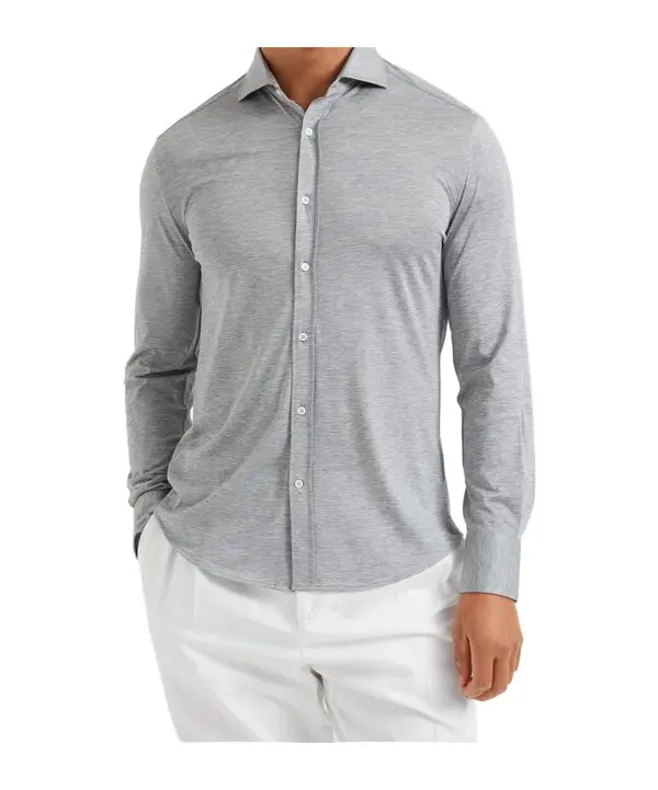 Brunello Cucinelli Silk-cotton Button-up Shirt - Grey
