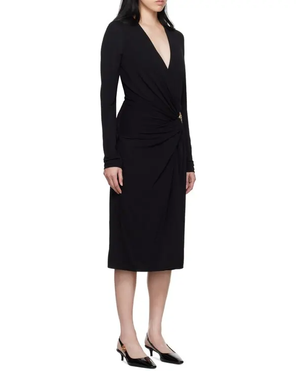 Versace Medusa '95 V-neck Midi Wrap Dress - Black