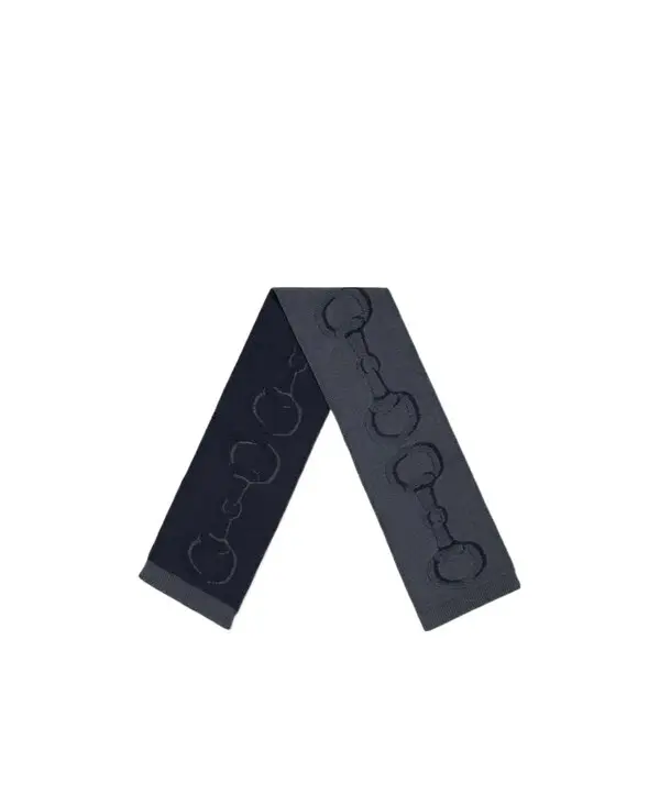 Gucci Wool Scarf With Horsebit Detail - Grey