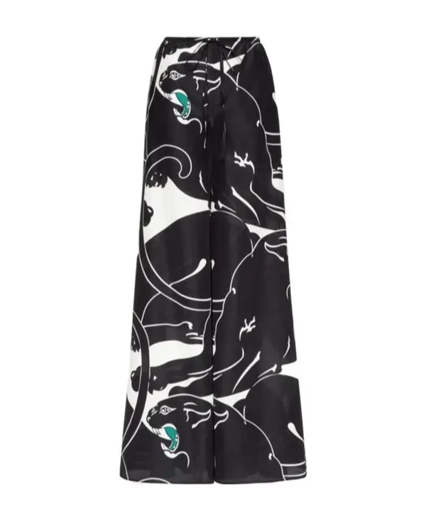 Valentino Garavani Printed Poplin Wide-leg Trousers