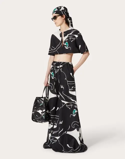 Valentino Garavani Printed Poplin Wide-leg Trousers