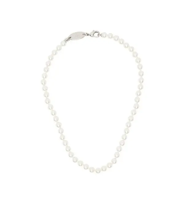 VIVIENNE WESTWOOD Pearl Necklace With Silver Logo Hardware - White