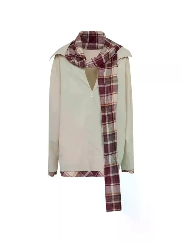 MARBELL Hailey Check-panel Shirt - Neutrals