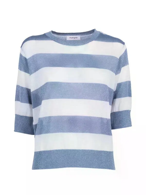 KANGRA Striped Lurex-knit Sweater - Blue