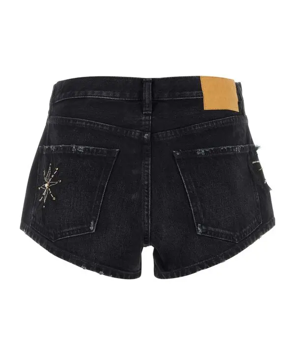 Alanui Mid-rise Denim Shorts With Star Embellishments
