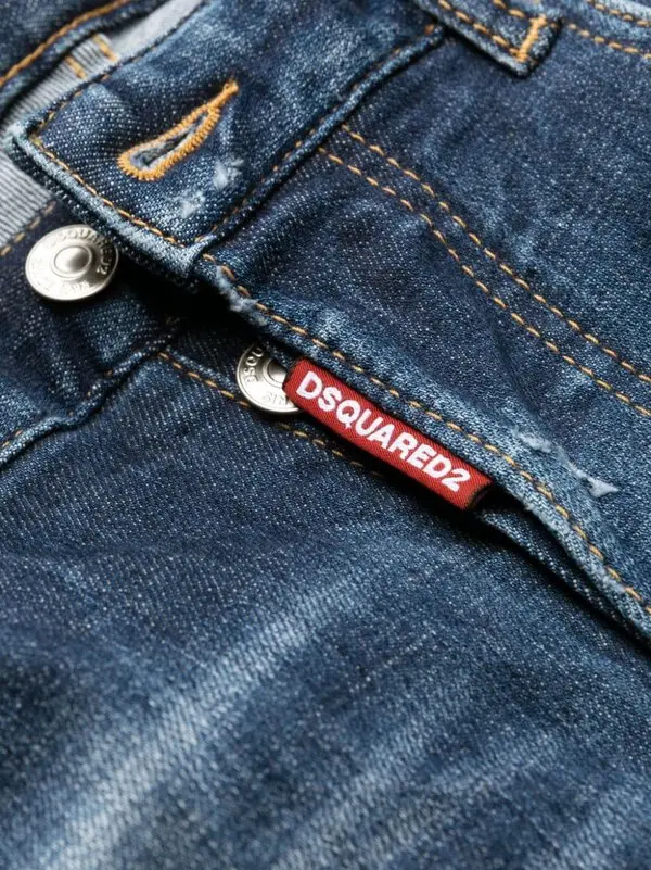 Dsquared2 Mid-rise Straight Leg Distressed Jeans - Blue