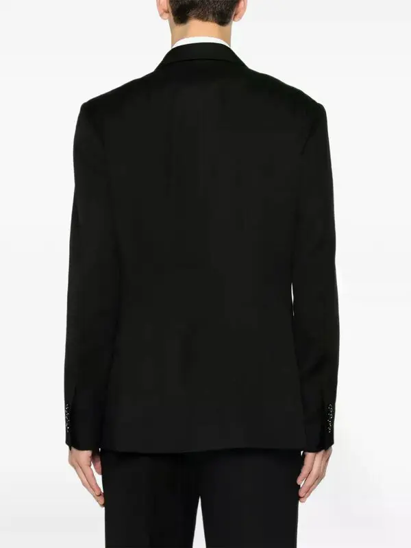 LARDINI Double-breasted Peak-lapel Blazer - Black