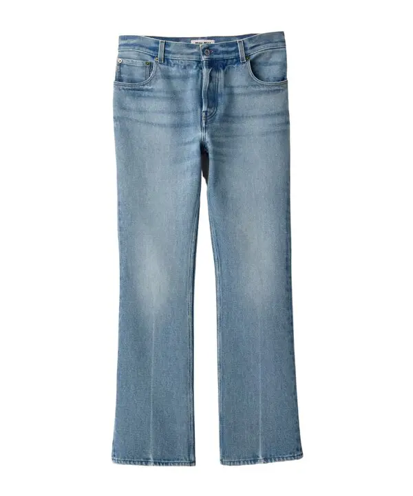 Miu Miu Logo Embroidered Straight-leg Jeans - Sapphire Blue