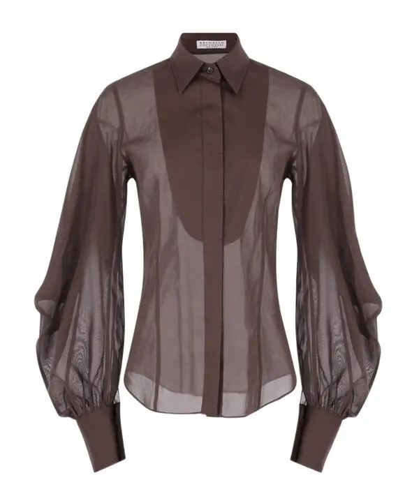 Brunello Cucinelli Puff-sleeve Panelled Shirt