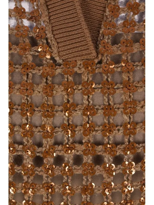 Brunello Cucinelli Sequined V-neck Pullover