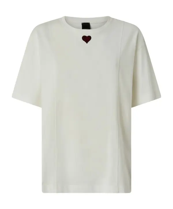 Pinko Heart Embroidered T-shirt - White