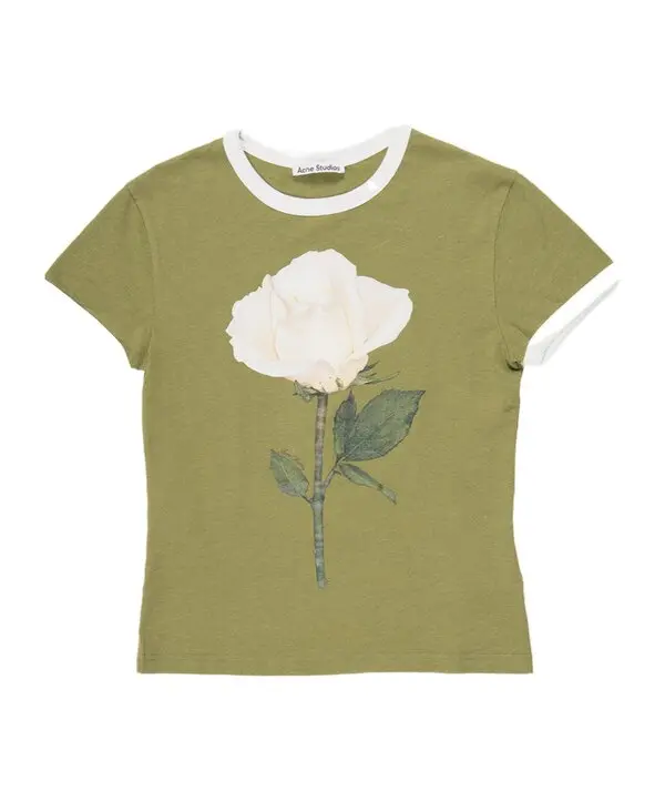 Acne Studios Short-sleeved T-shirt With Rose Graphic