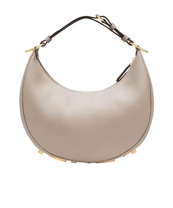 Fendi Leather Hobo Bag With Gold Tone Hardware