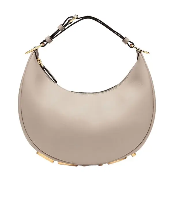 Fendi Leather Hobo Bag With Gold Tone Hardware